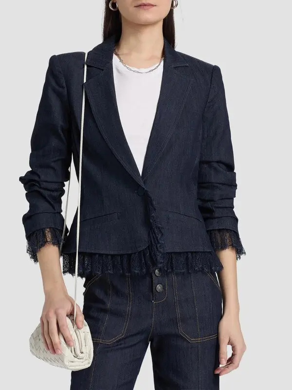 Cinq À Sept Roxie Lace-trim Denim Jacket
