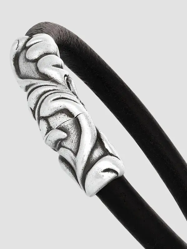 John Varvatos Gothic Leather & Sterling Silver Bracelet