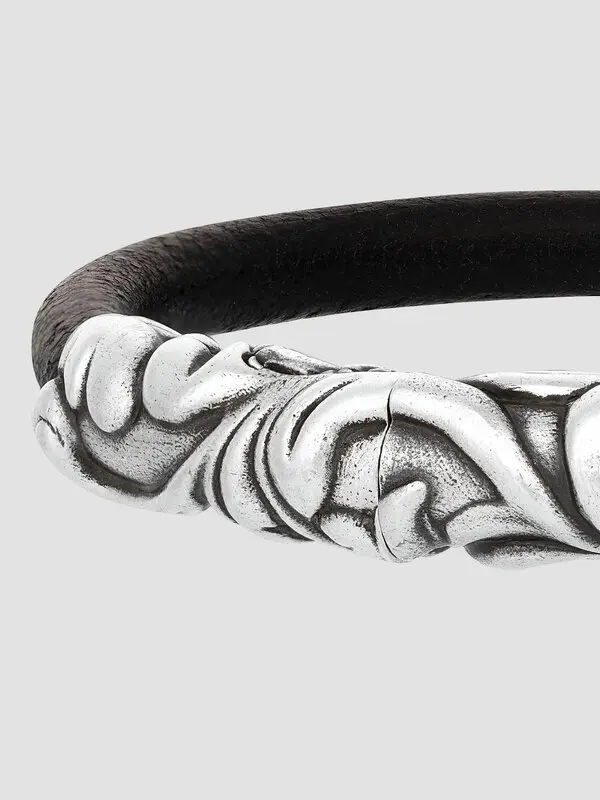 John Varvatos Gothic Leather & Sterling Silver Bracelet