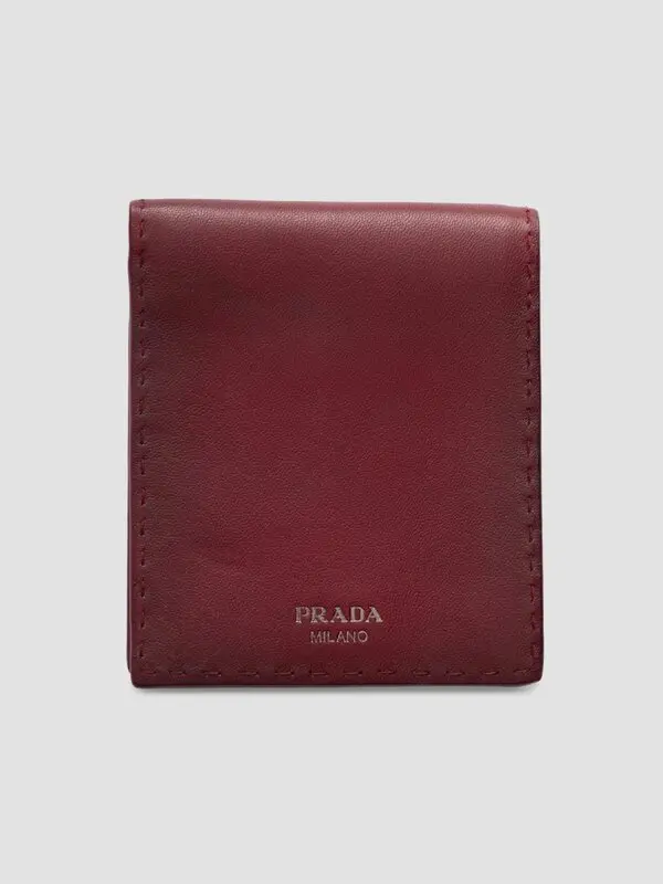 Prada Antiqued Leather Wallet - Red