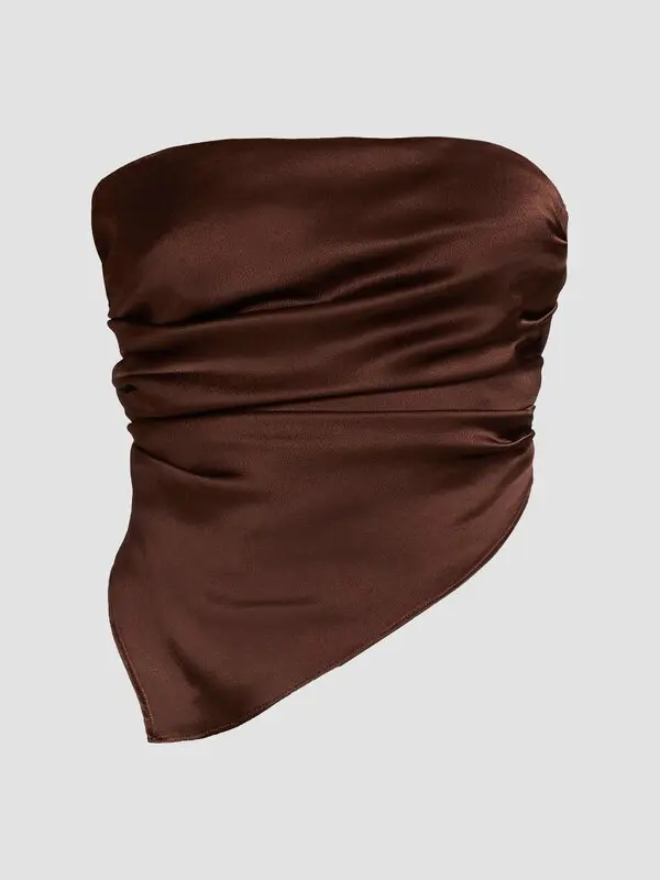 LAMARQUE Baila Strapless Satin Scarf Top - Brown