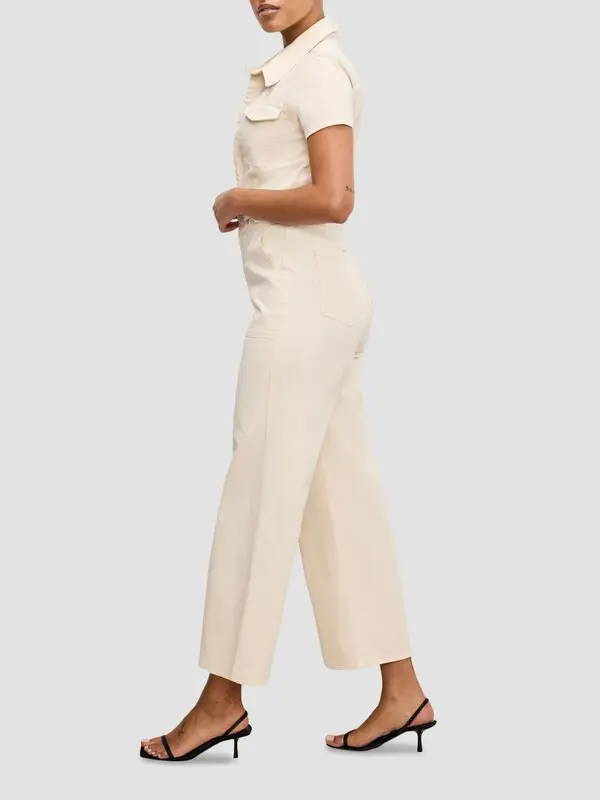 Good American Fit For Success Twill Palazzo Crop Jumpsuit
