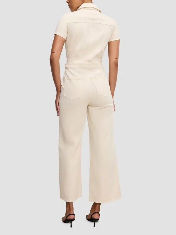 Good American Fit For Success Twill Palazzo Crop Jumpsuit
