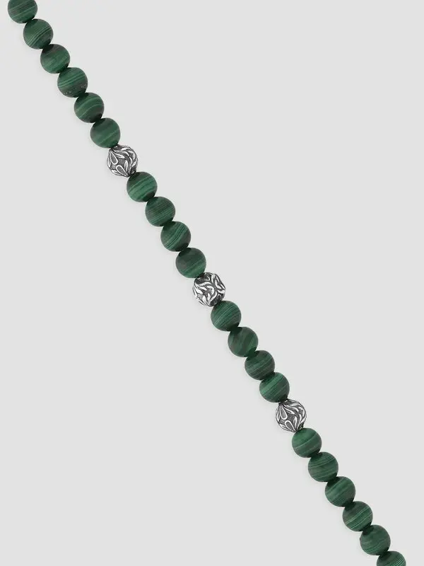 John Varvatos Gothic Sterling & Malachite Beaded Bracelet