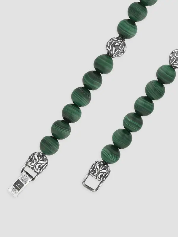 John Varvatos Gothic Sterling & Malachite Beaded Bracelet