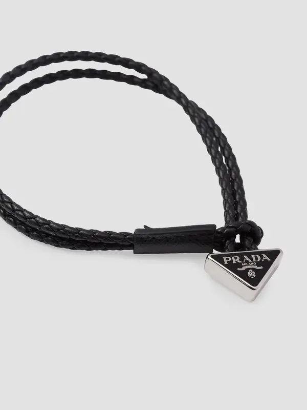 Prada Braided Nappa Leather Bracelet - Black