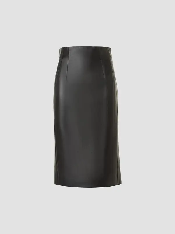 Akris Leather Pencil Skirt - Black