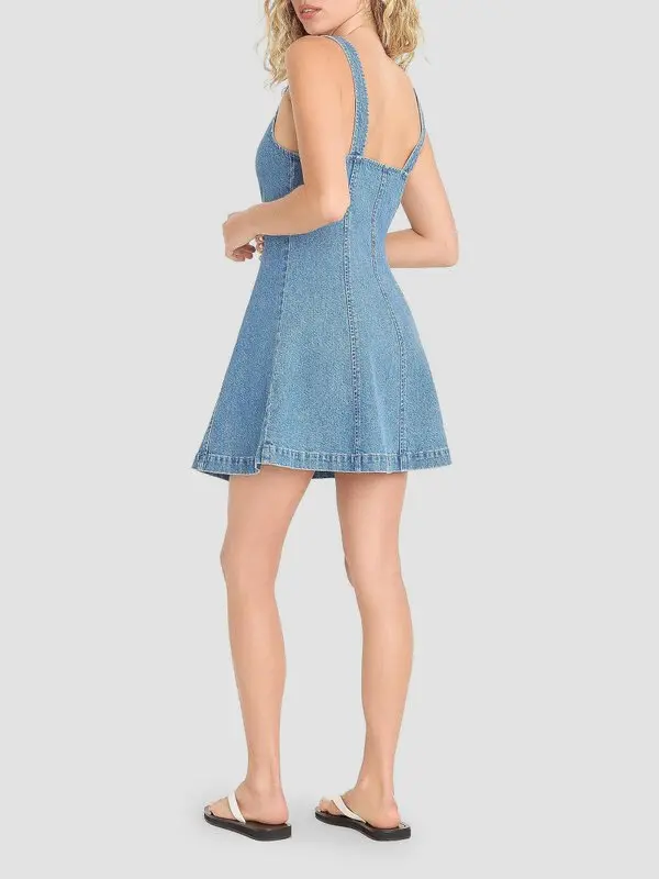 Good American The Flouncy Denim Mini Dress