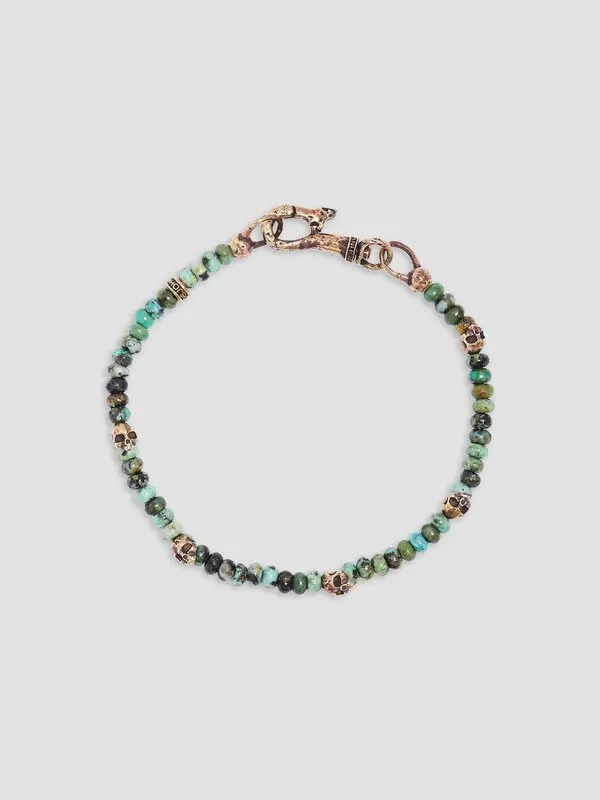 John Varvatos Mercer Turquoise & Skull Beaded Bracelet