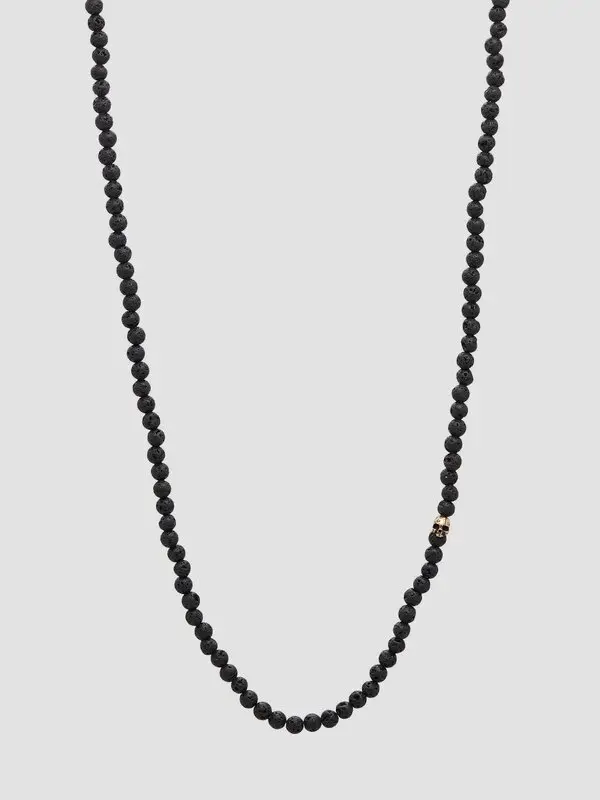 John Varvatos Mercer & Lava Bead Necklace - Brass