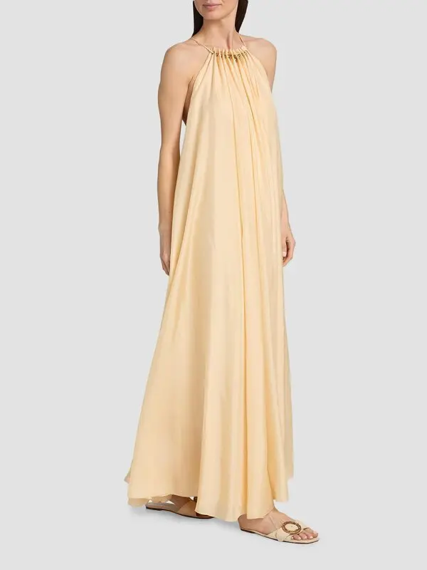 Zimmermann Aster Gathered Bead Silk Maxi Dress