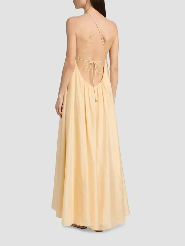Zimmermann Aster Gathered Bead Silk Maxi Dress