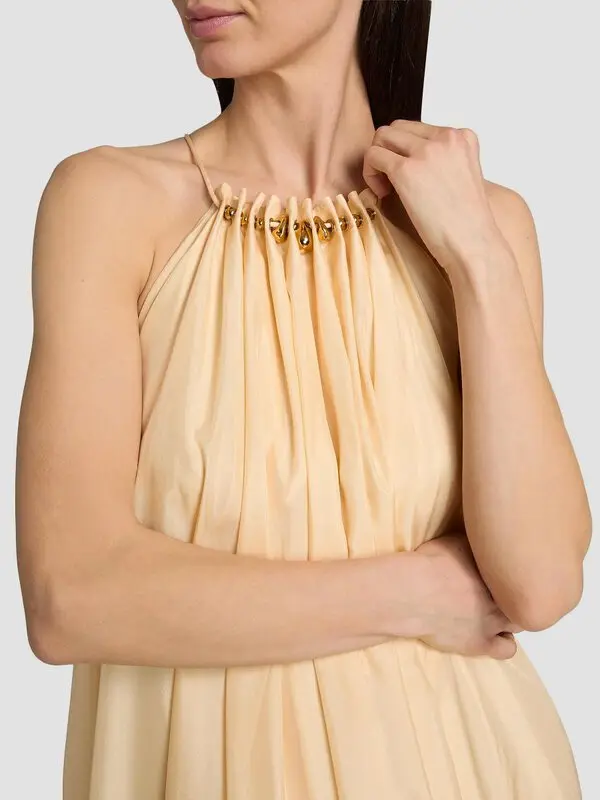 Zimmermann Aster Gathered Bead Silk Maxi Dress