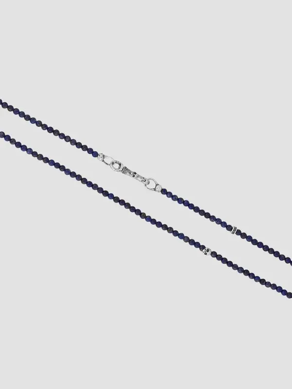 John Varvatos Skull Sterling & Lapis Beaded Necklace