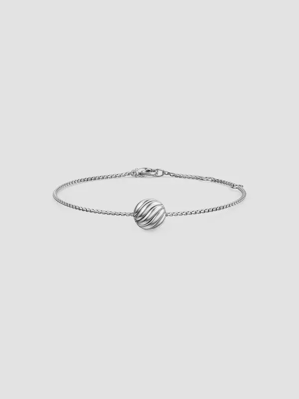 David Yurman Sculpted Cable Center Station Chain Bracelet In Sterling 10mm - Silver