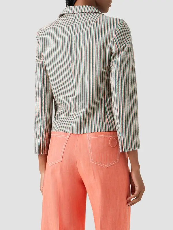Akris Seersucker Stripe Stretch-cotton Blazer