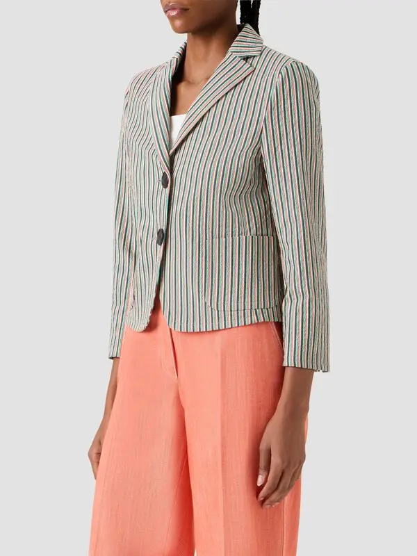 Akris Seersucker Stripe Stretch-cotton Blazer