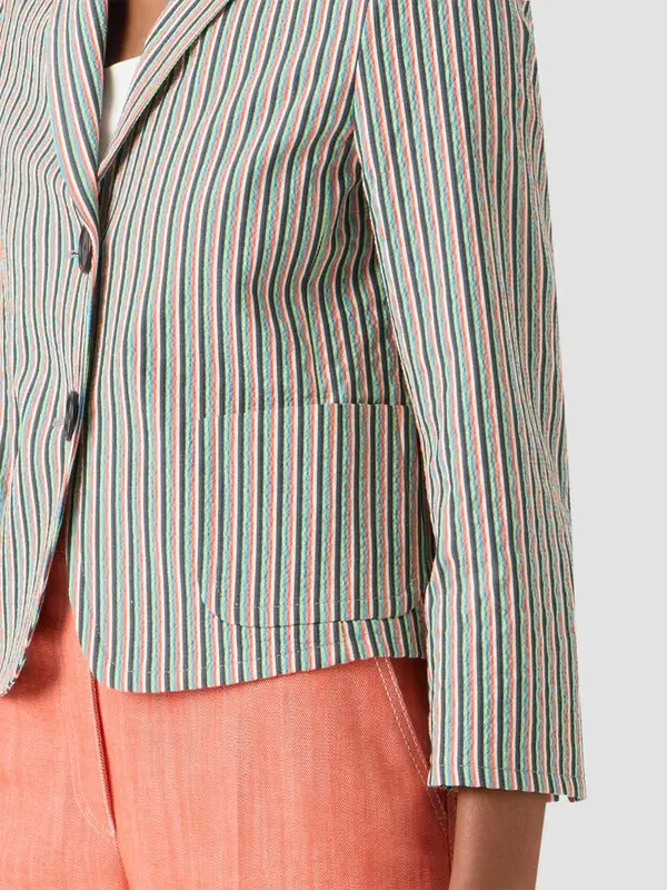 Akris Seersucker Stripe Stretch-cotton Blazer