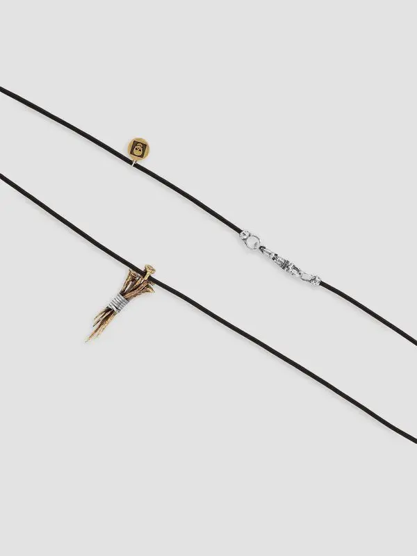 John Varvatos Nail Sterling Silver, Leather & Goldtone Pendant Necklace