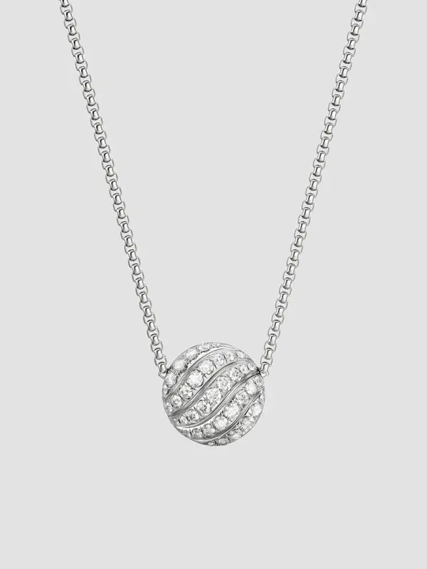 David Yurman Sculpted Cable Pendant Necklace In Sterling Silver - Diamond