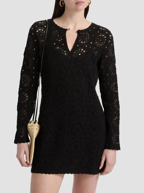 FRAME Crochet Cotton Sheath Minidress