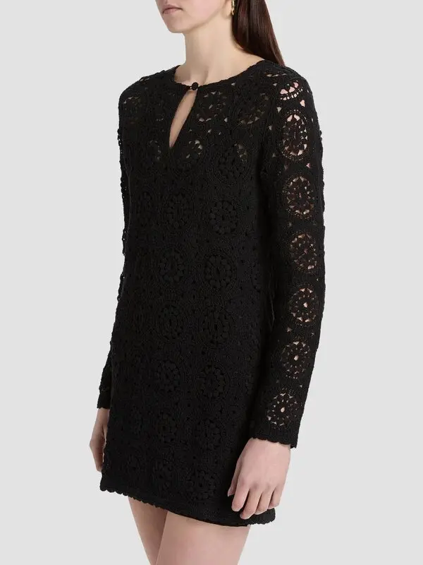FRAME Crochet Cotton Sheath Minidress