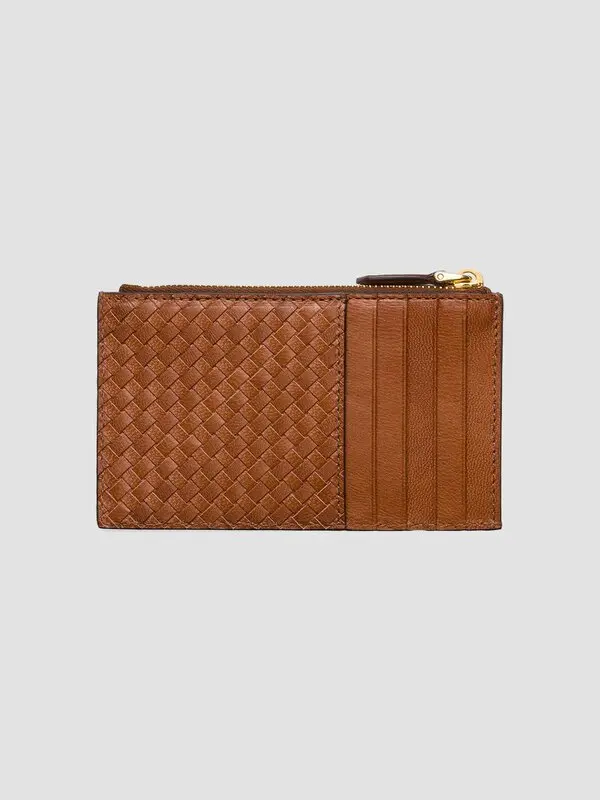 Prada Woven Madras Leather Card Holder
