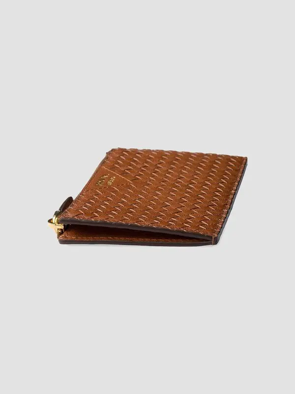 Prada Woven Madras Leather Card Holder