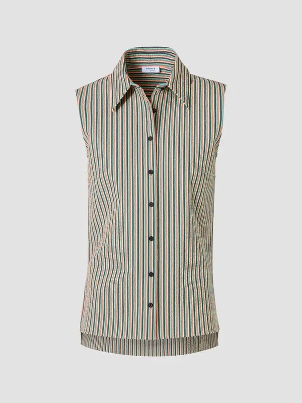 Akris Seersucker Striped Cotton Blouse