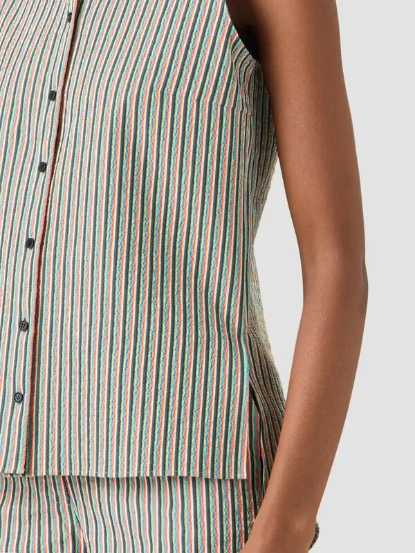 Akris Seersucker Striped Cotton Blouse