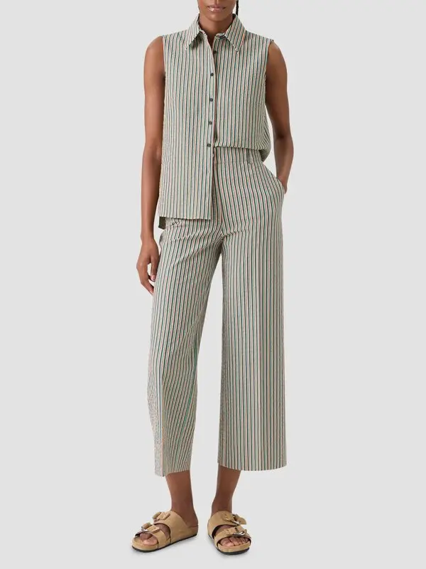 Akris Seersucker Striped Cotton Blouse