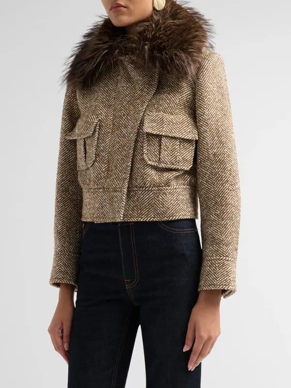 Zimmermann Valiant Faux Fur Collar Biker Jacket