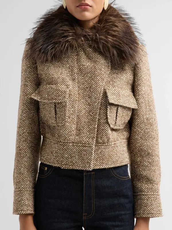 Zimmermann Valiant Faux Fur Collar Biker Jacket