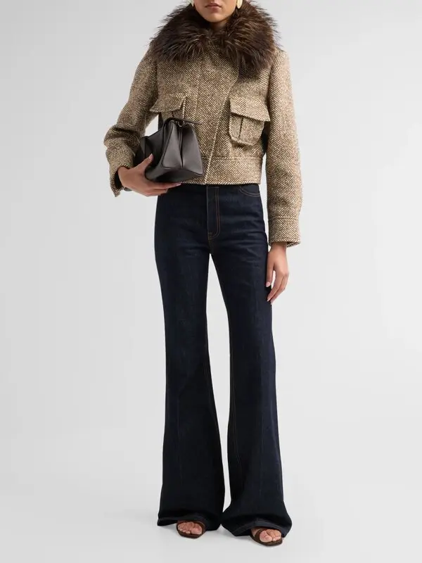 Zimmermann Valiant Faux Fur Collar Biker Jacket