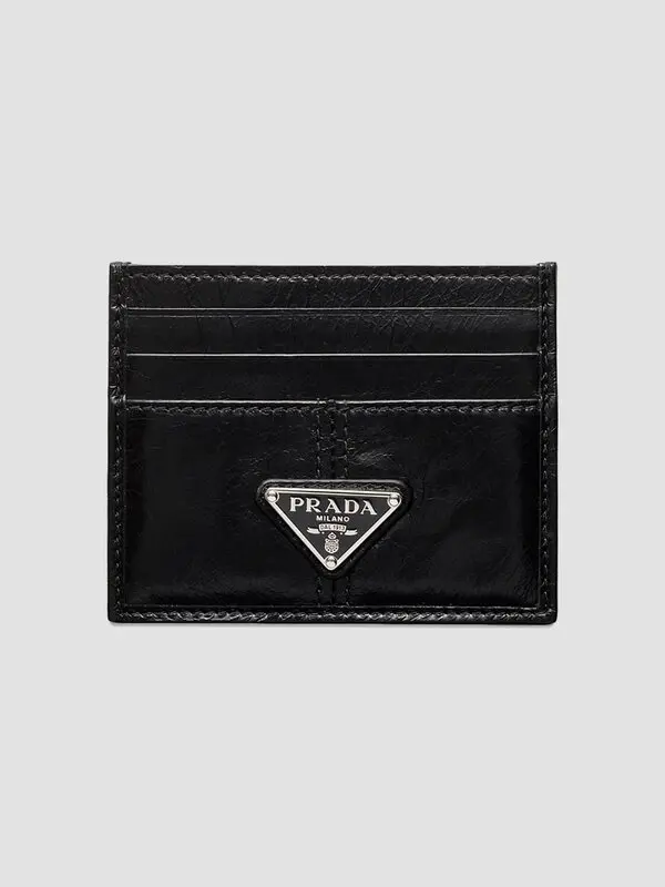 Prada Leather Card Holder - Black