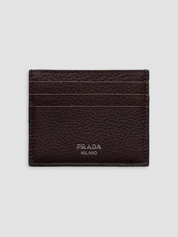 Prada Leather Card Holder - Brown