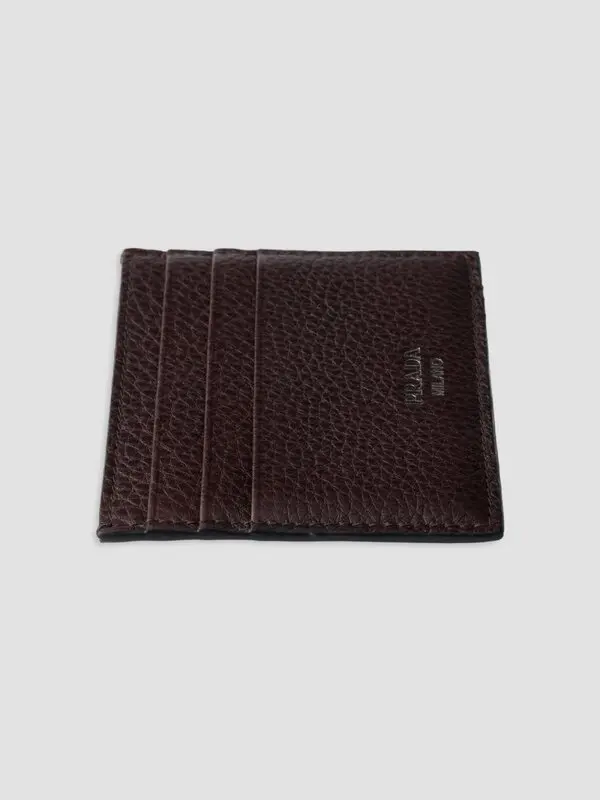 Prada Leather Card Holder - Brown