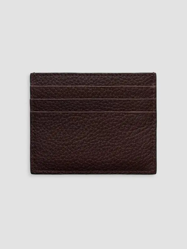 Prada Leather Card Holder - Brown