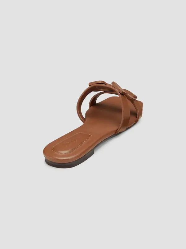 Simkhai Monogram Leather Flat Slides