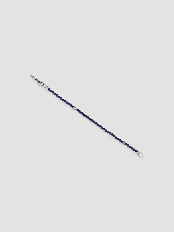 John Varvatos Skull Sterling & Lapis Beaded Bracelet