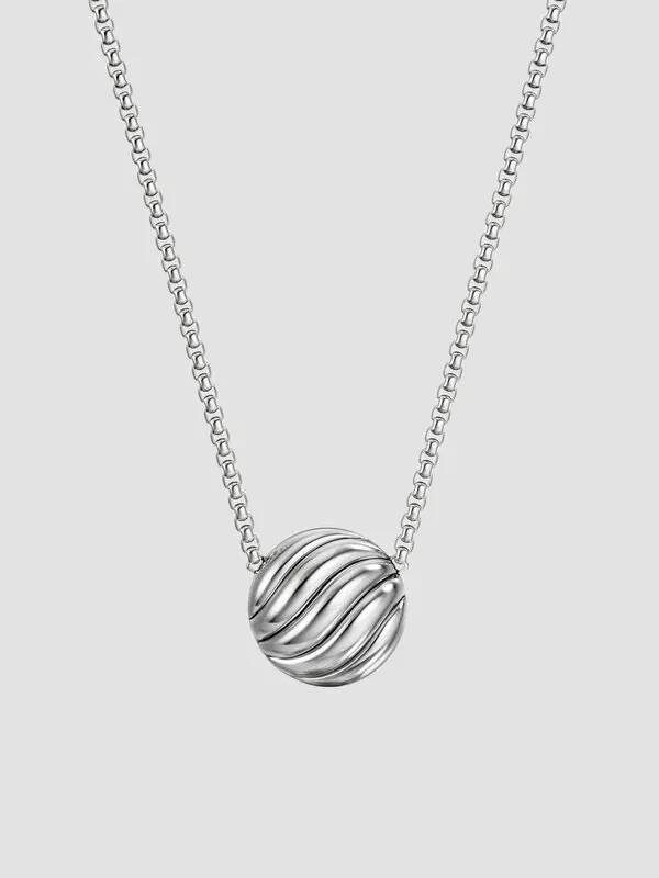 David Yurman Sculpted Cable Pendant Necklace In Sterling 10mm - Silver