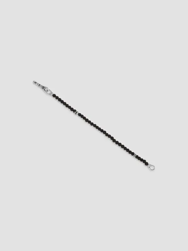 John Varvatos Skull Sterling & Lava Stone Beaded Bracelet