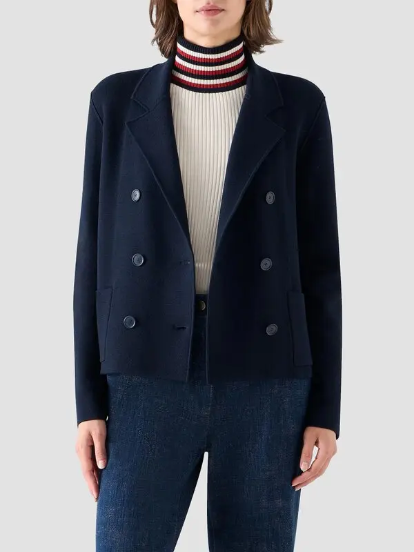 Akris Stretch Wool Cardigan-style Jacket - Navy