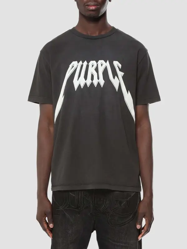 PURPLE BRAND Logo Textured Cotton Jersey T-shirt - Black