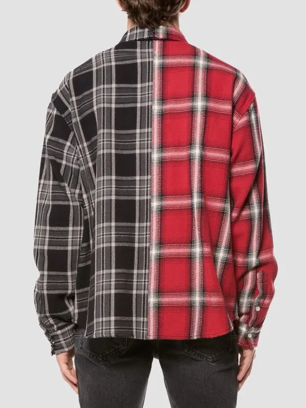 PURPLE BRAND Spliced Two-tone Flannel Shirt