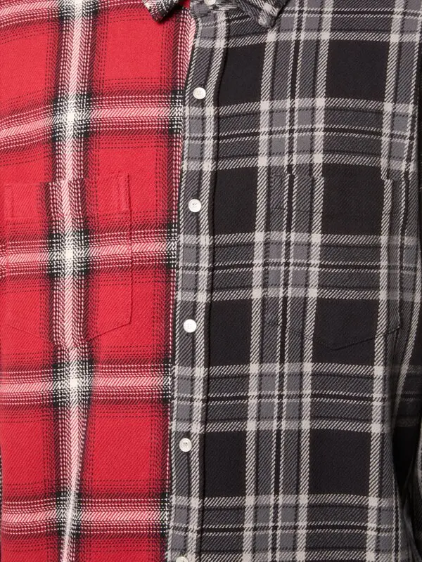 PURPLE BRAND Spliced Two-tone Flannel Shirt