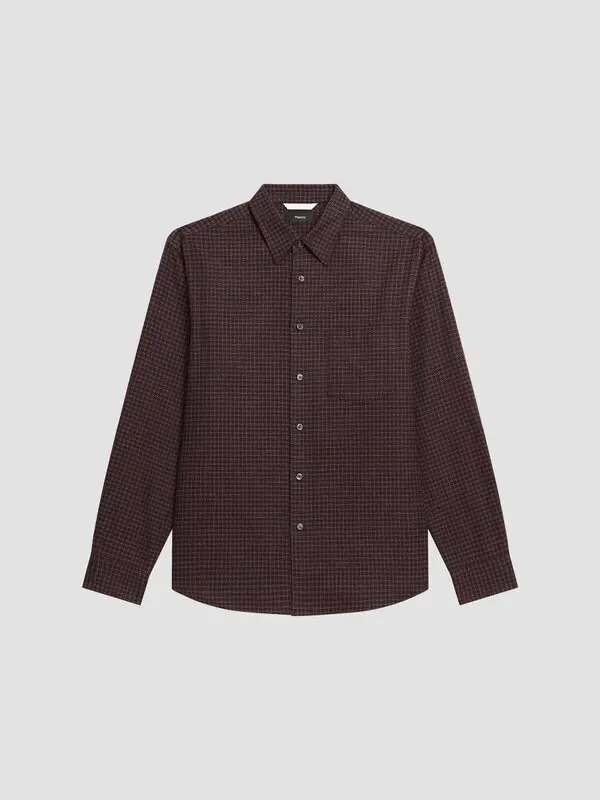 Theory Woods Check Weekend Shirt - Deep Eggplant Multi