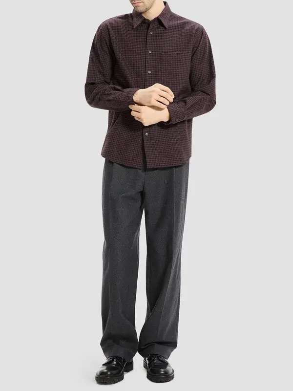 Theory Woods Check Weekend Shirt - Deep Eggplant Multi