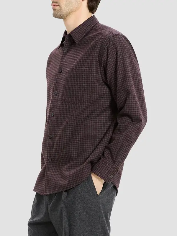 Theory Woods Check Weekend Shirt - Deep Eggplant Multi