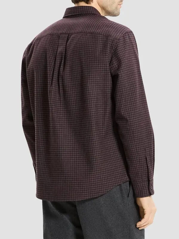 Theory Woods Check Weekend Shirt - Deep Eggplant Multi
